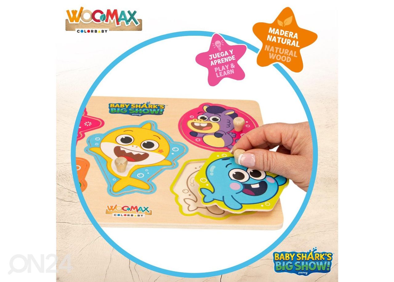Woomax Puidust pusle Baby Shark UP-451024 - ON24 Home & Living