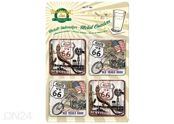 Retro klaasialus Route 66 4tk SG-61652 - ON24 Home & Living
