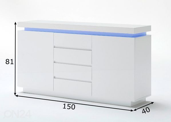Valge Kummut LED valgustusega Ocean 48983WW8 CM-118174 - ON24 Home & Living