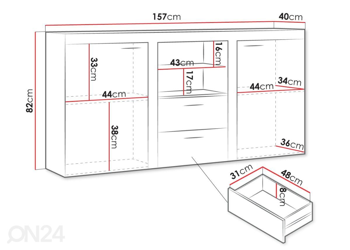 Kummut + LED valgustus MN-409384 - ON24.ee Sisustuskaubamaja