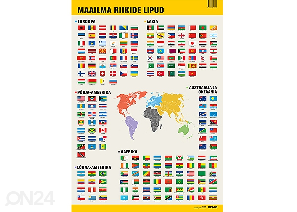 Plakat maailma riikide lipud RQ-71933 - ON24 Sisustuskaubamaja